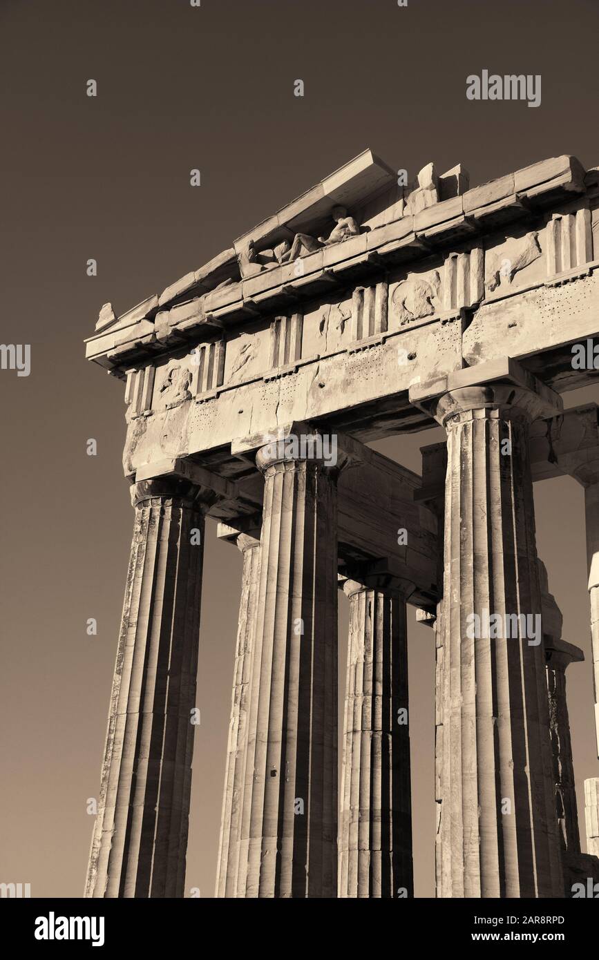 The Parthenon temple closeup in Acropolis in Athens, Greece Stock Photo - Alamy