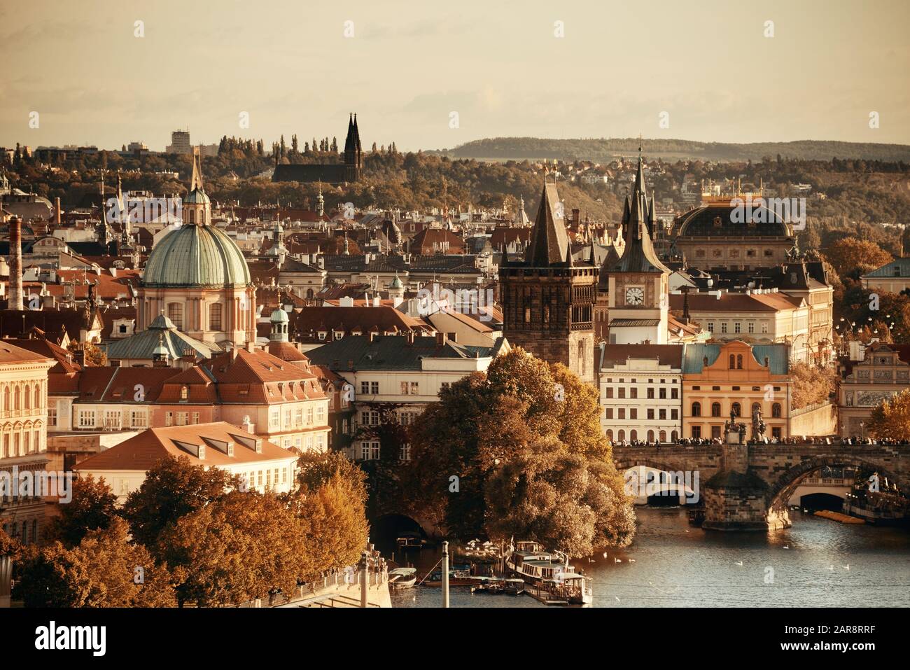 Prague city view with historical buildings in Czech Republic Stock ...
