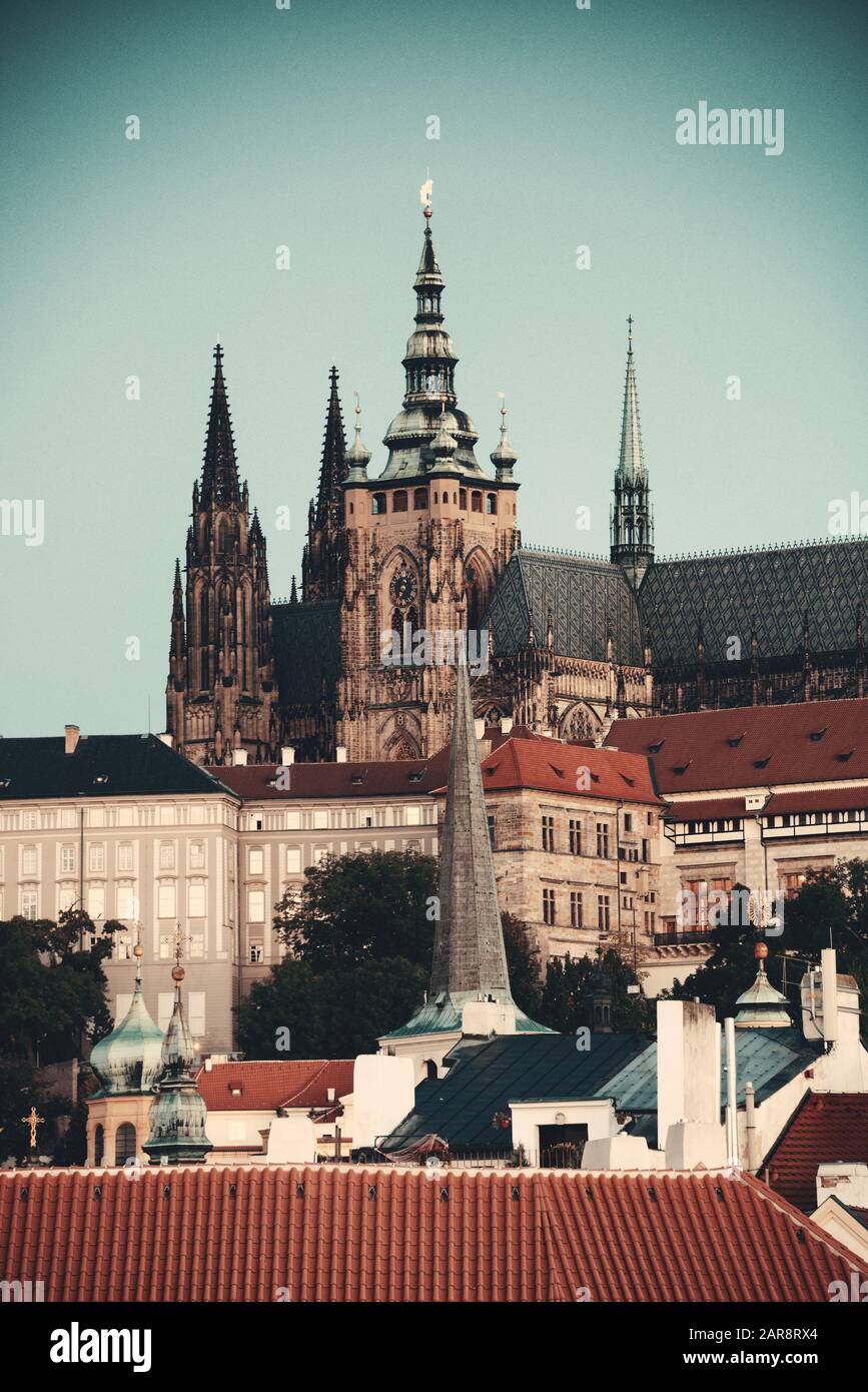 Prague city view with historical buildings in Czech Republic Stock ...