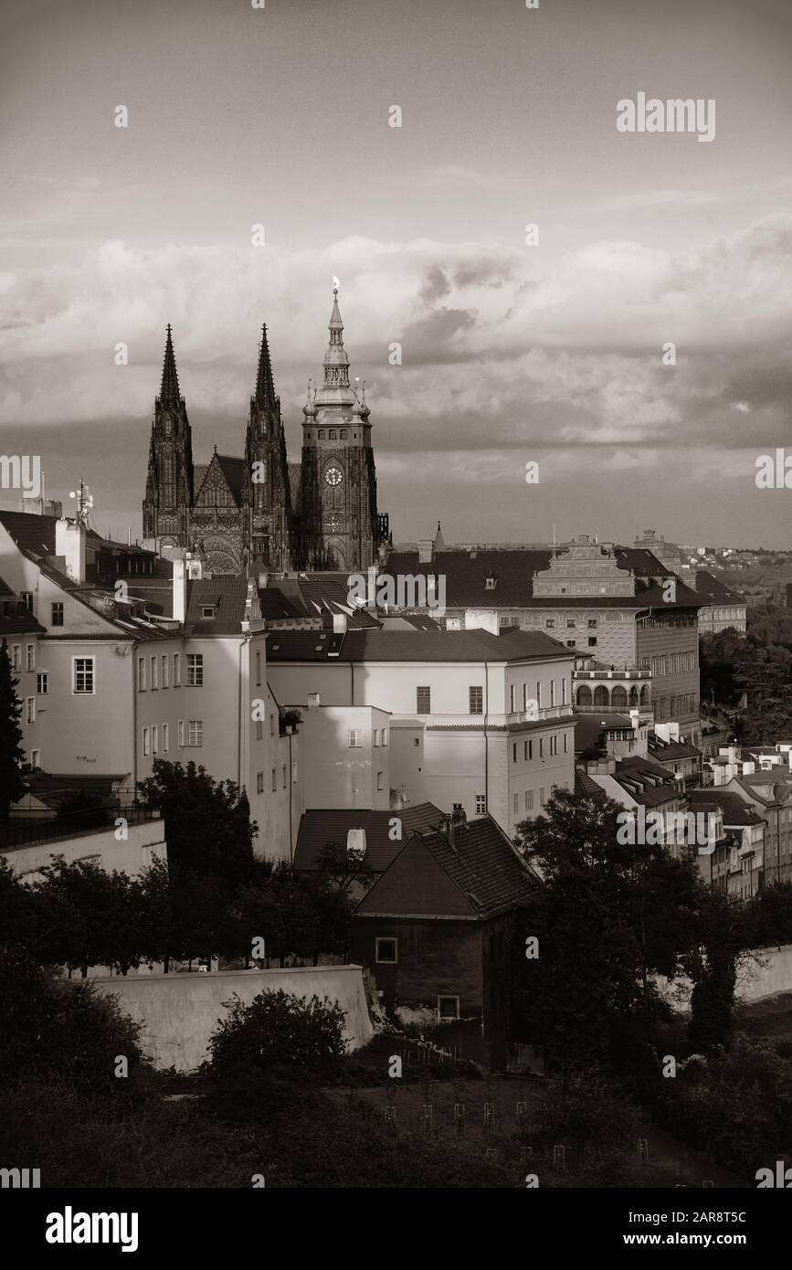 Prague Castle with Saint Vitus Cathedral in Czech Republic Stock Photo ...
