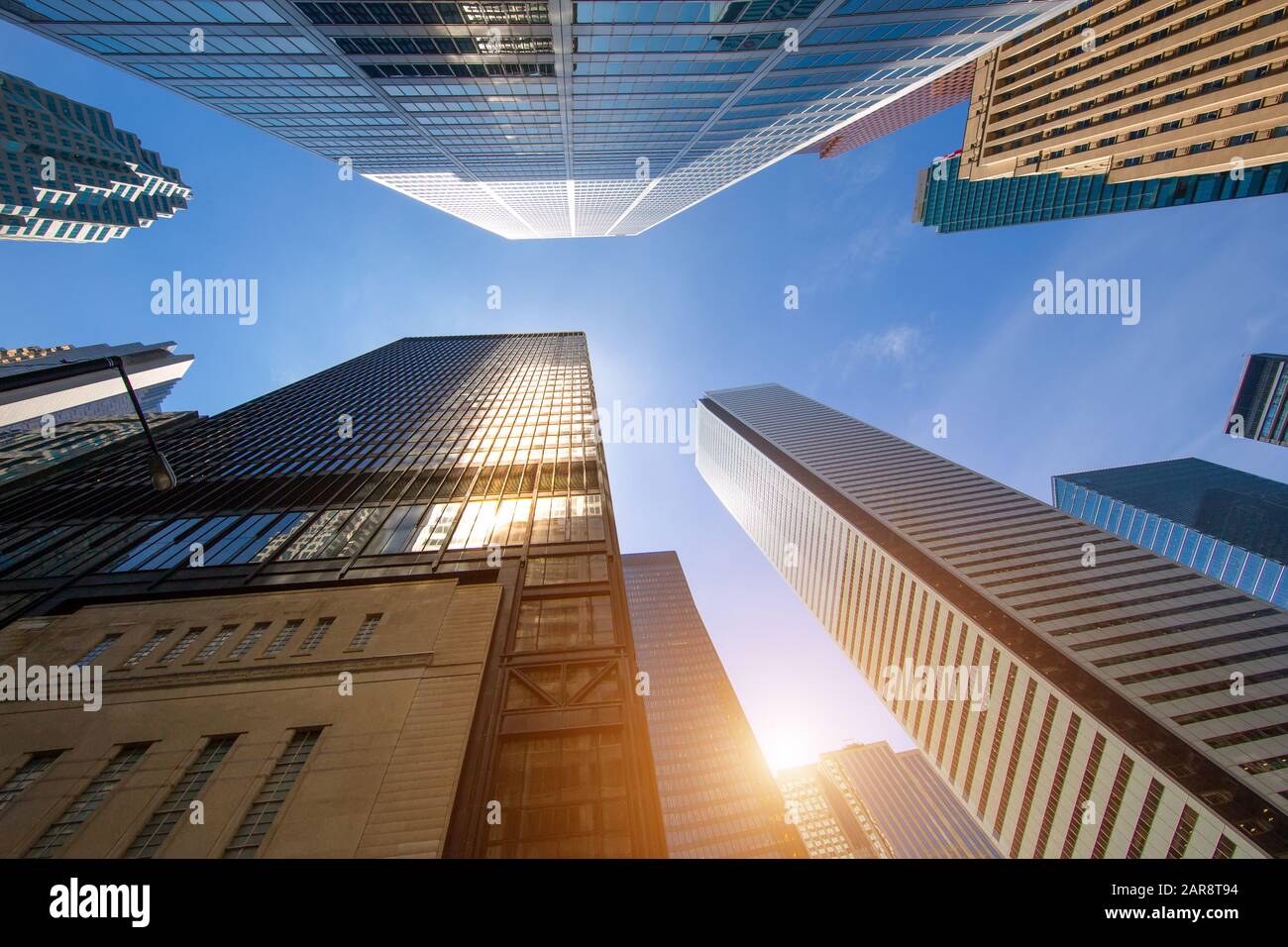 Scenic Toronto financial district skyline in the city downtown near Bay ...