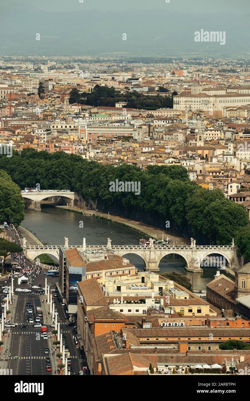 Rome city panoramic view from top of St. Peter’s Basilica in Vatican ...