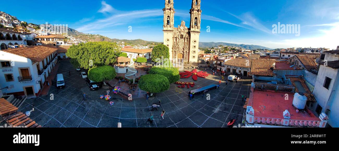 Taxco, Mexico-December 22, 2019: Panoramic view of Church of Santa ...