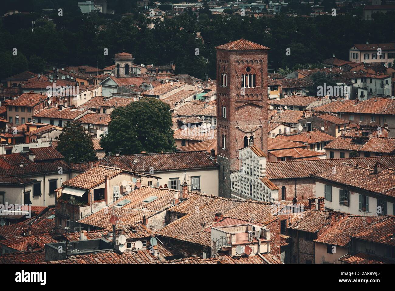 Lucca clock tower viewed from above in Italy Stock Photo - Alamy
