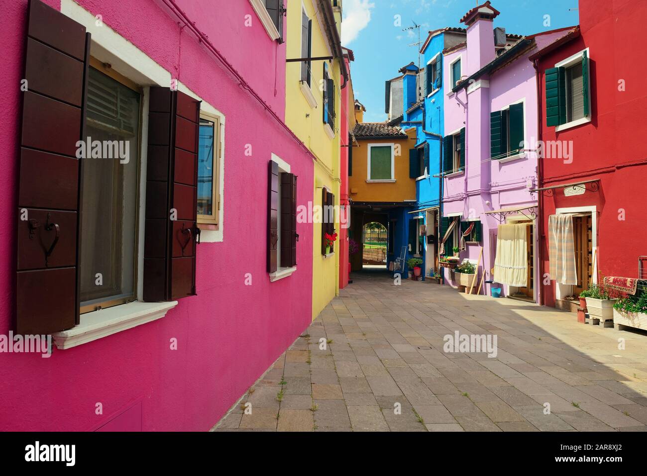 Street view of Burano colorful historical buildings. Venice, Italy Stock Photo - Alamy