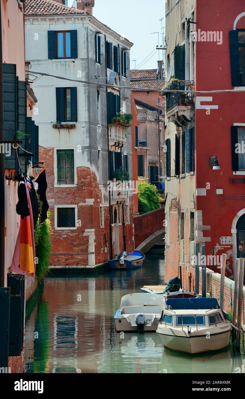 Venice canal view with historical buildings. Italy Stock Photo - Alamy
