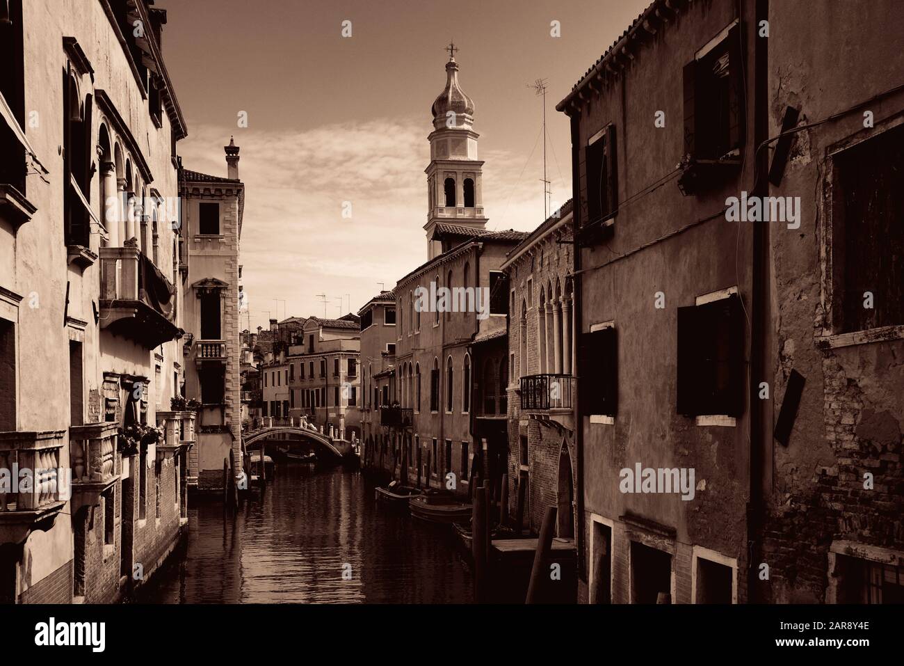 Venice canal view with historical buildings. Italy Stock Photo - Alamy