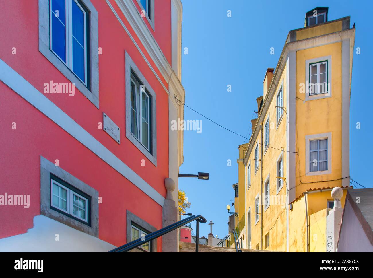 Typical Portuguese architecture and colorful buildings of Lisbon ...
