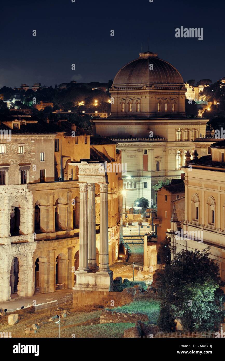 Rooftop Street night view in Rome, Italy Stock Photo - Alamy