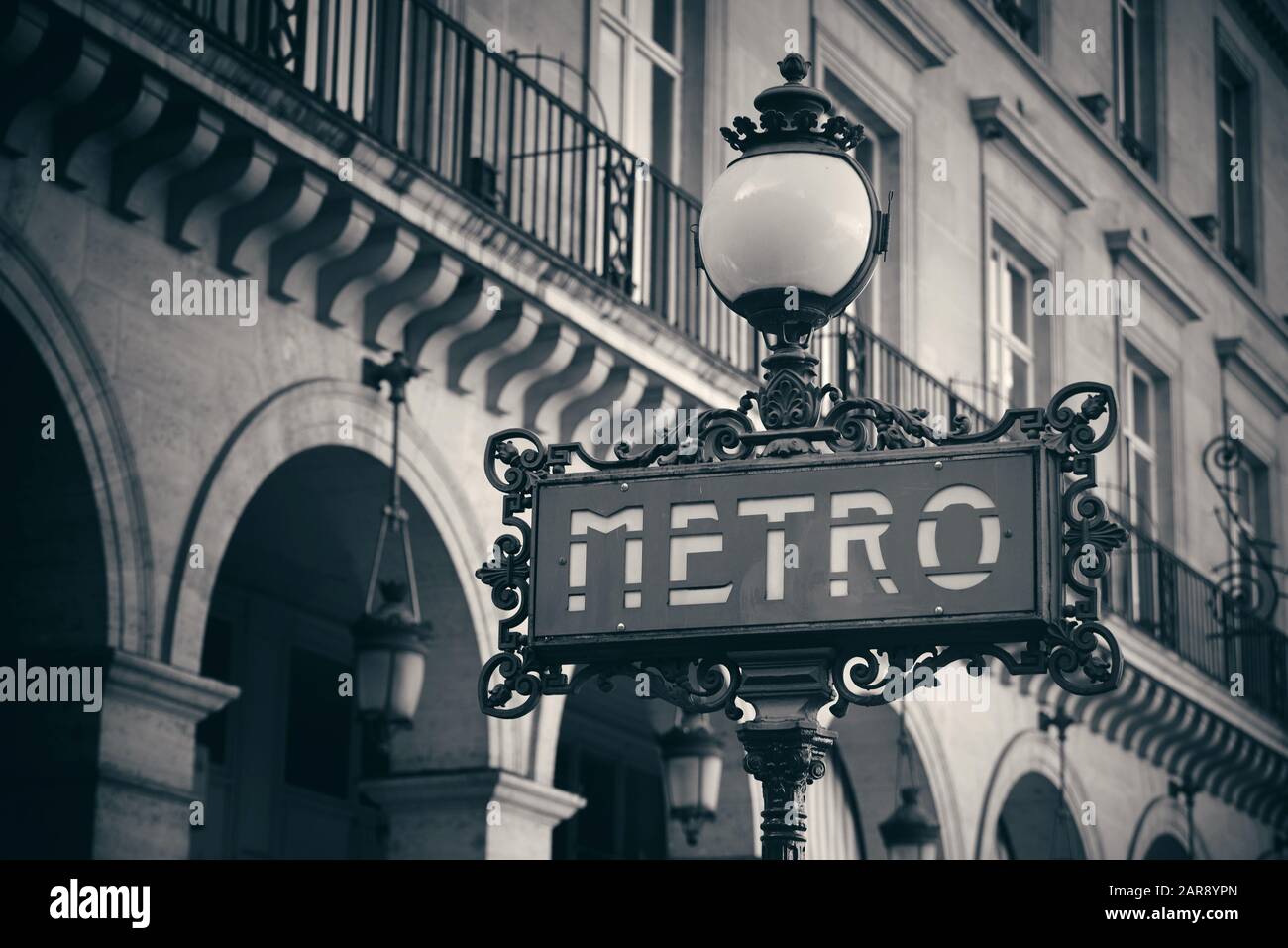 Paris Metro sign in street Stock Photo - Alamy