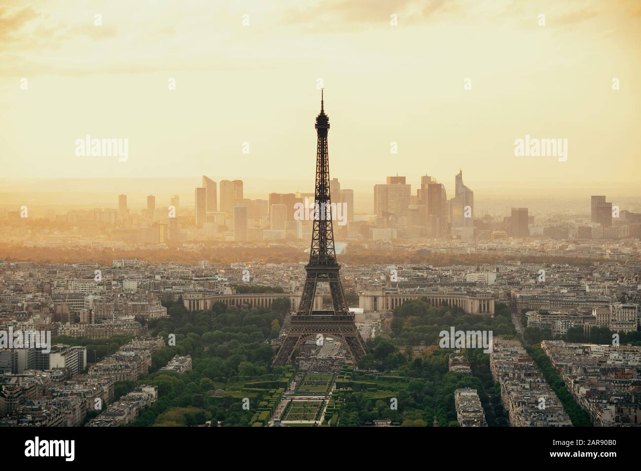 Paris city rooftop view with Eiffel Tower at sunset Stock Photo - Alamy