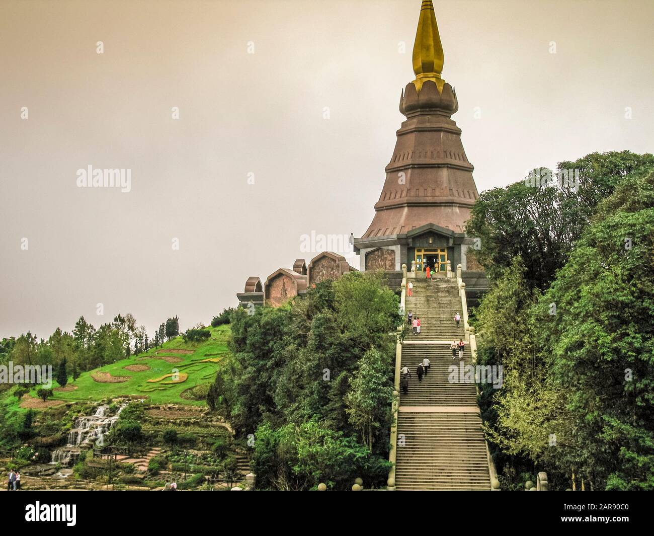 Steep steps leading to one of the twin pagoda temples (known as the ...