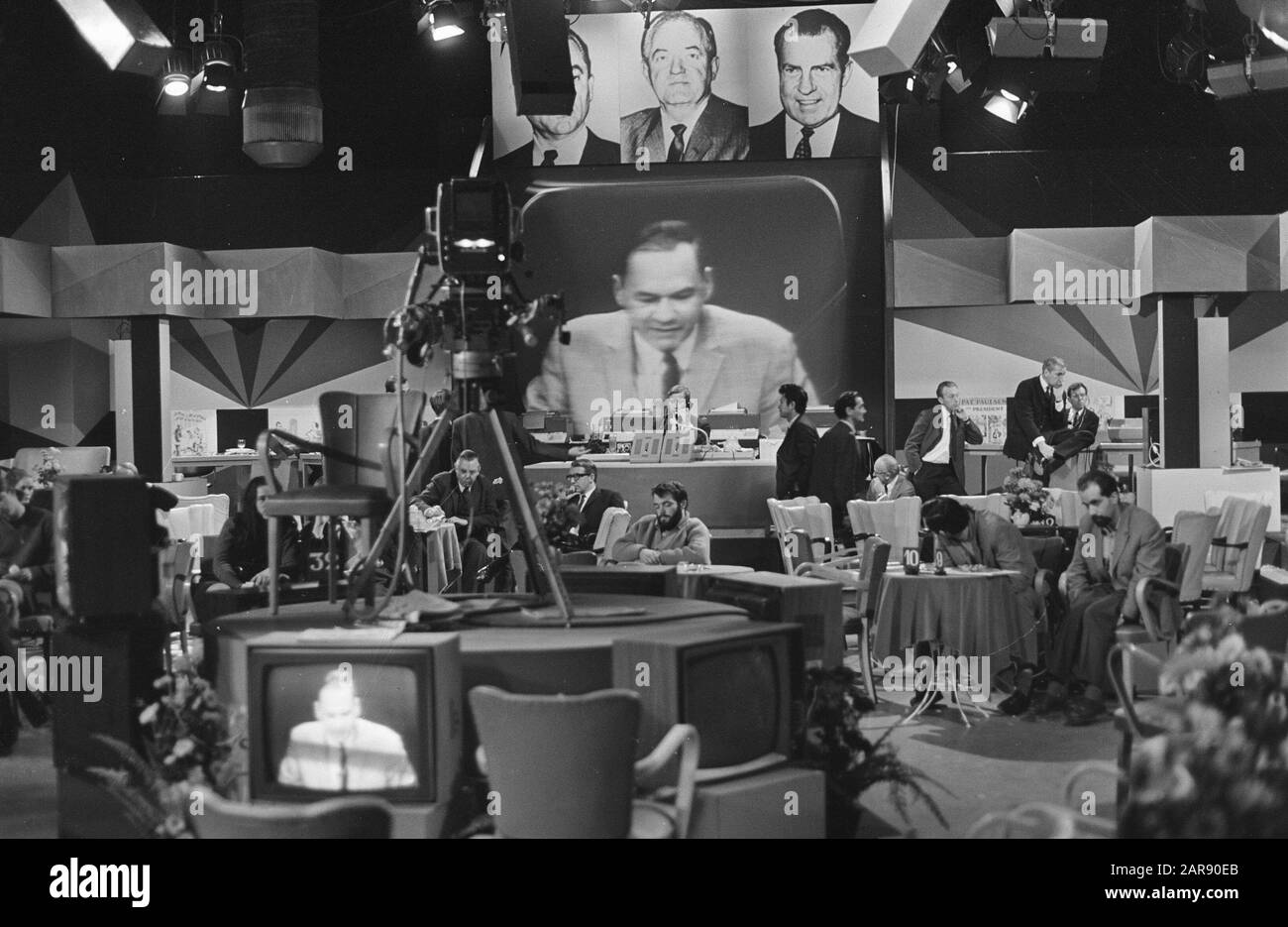 TV broadcast Presidential election USA overview studio, under screen ...