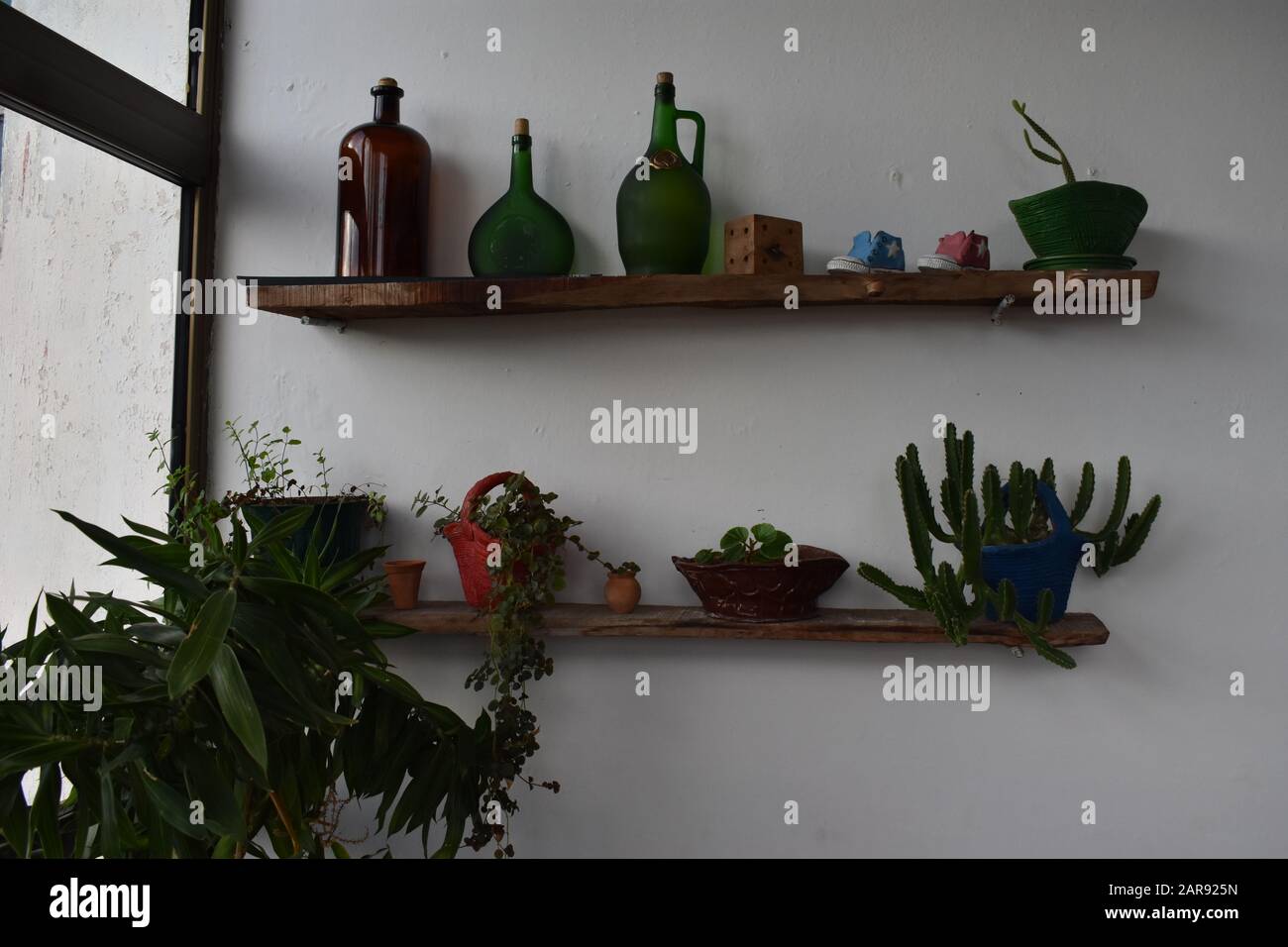 Potted plants and jars decorations in a Havana home Cuba Stock Photo ...