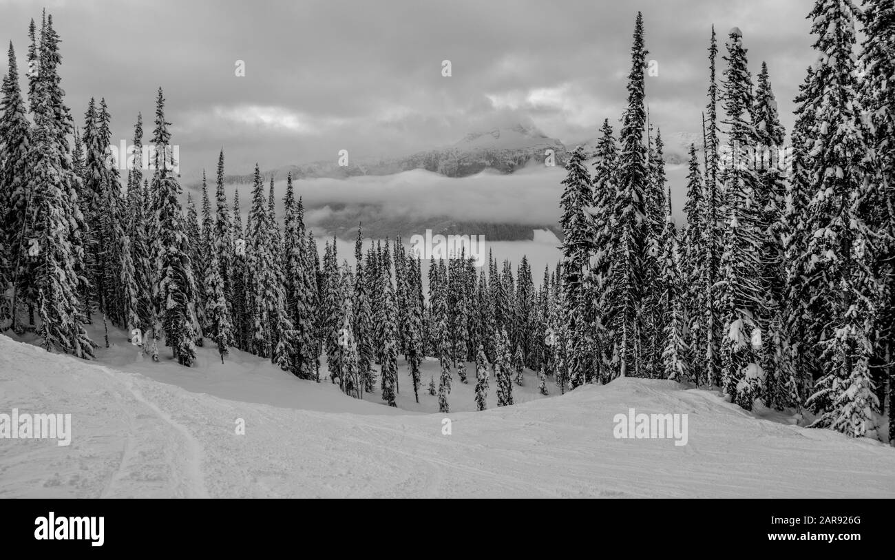 Skiing snowboarding resort in Black and White Stock Photos & Images - Alamy