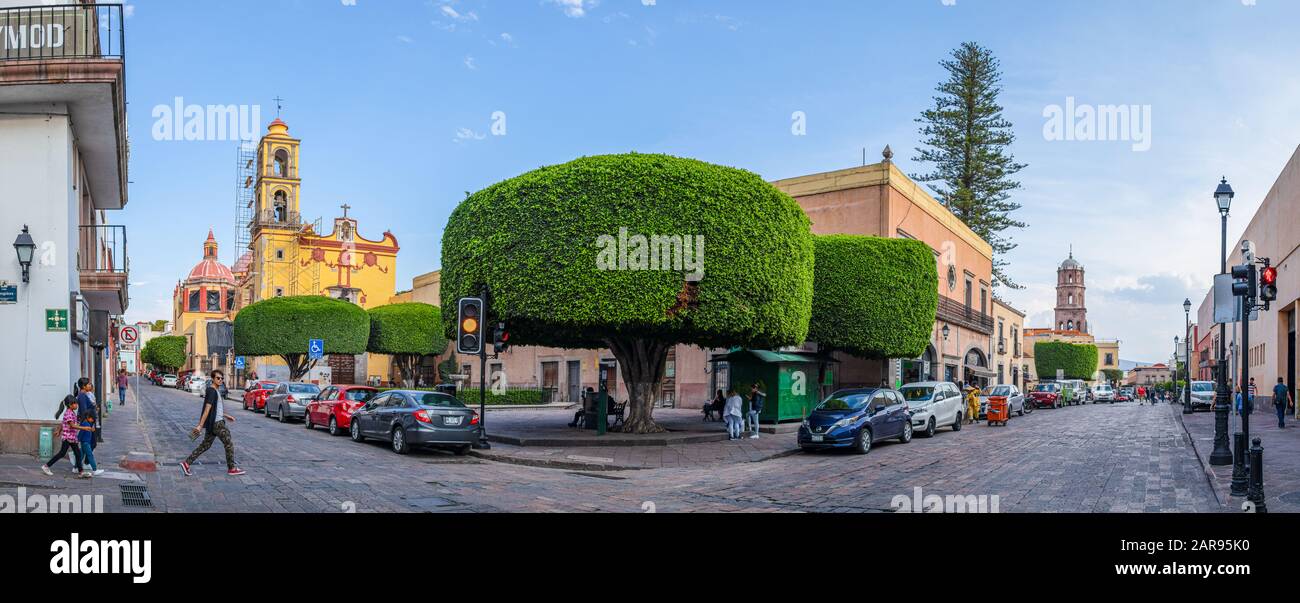 Santiago de Queretaro, Queretaro, Mexico - November 24, 2019: View down ...