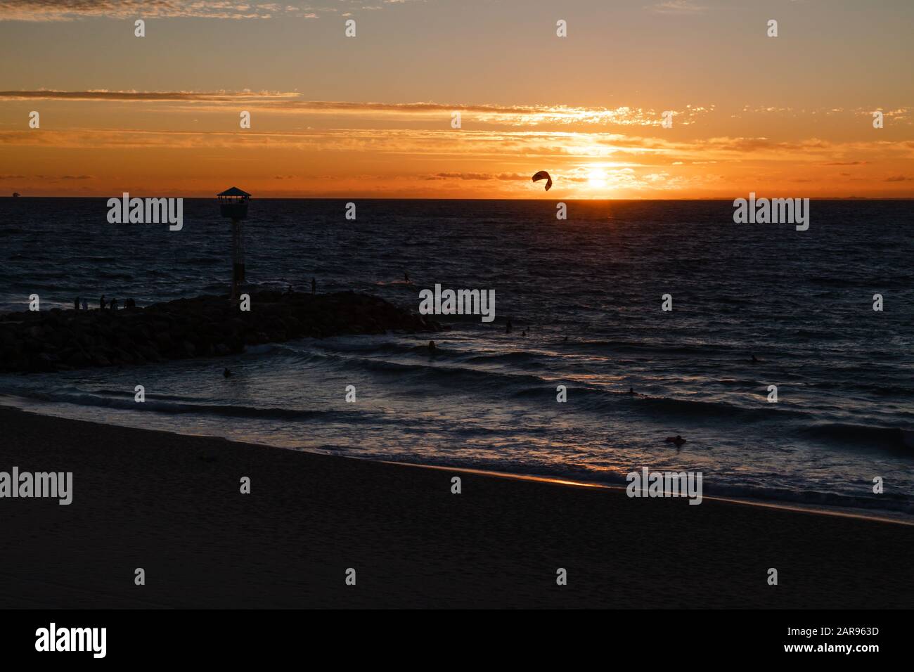 PERTH, WESTERN AUSTRALIA - January 8th, 2020: view of the sunset over ...