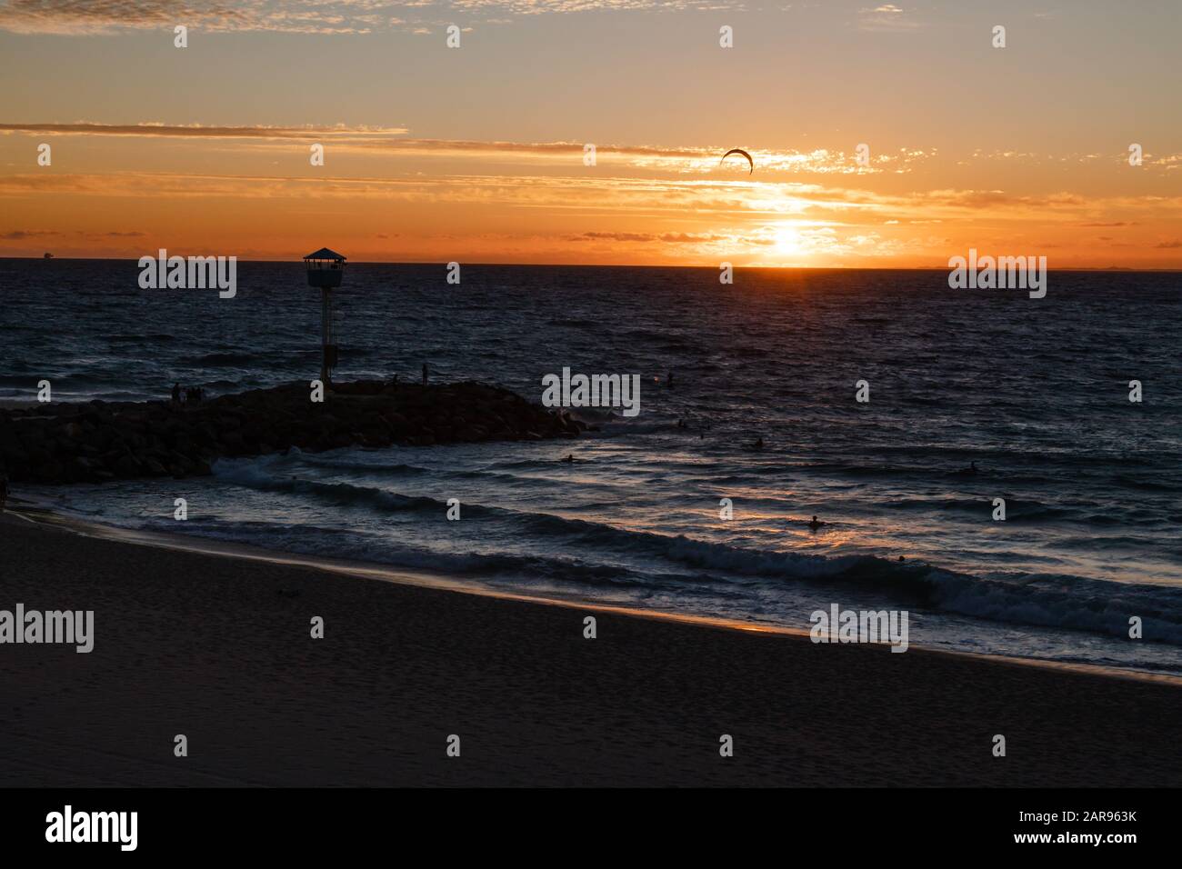 PERTH, WESTERN AUSTRALIA - January 8th, 2020: view of the sunset over ...