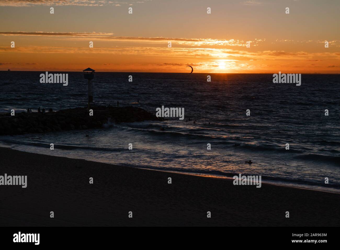 PERTH, WESTERN AUSTRALIA - January 8th, 2020: view of the sunset over ...