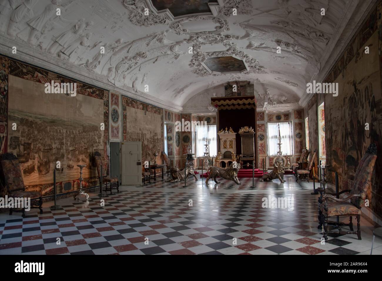 Throne Room in the Knights Hall. Rosenborg Castle is a renaissance ...