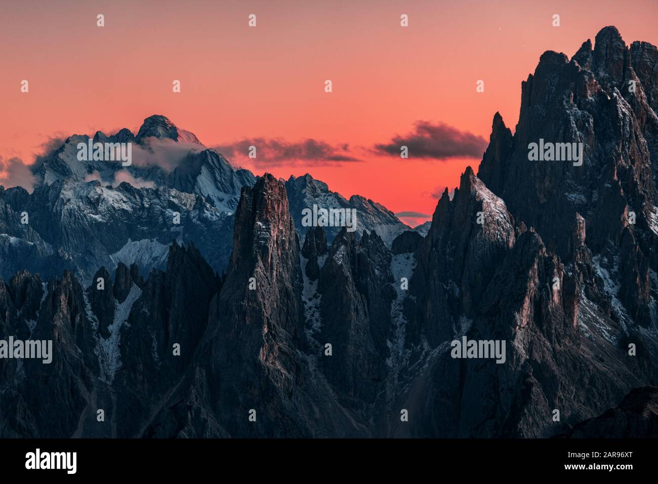 Dolomites sunrise natural landcape in North Italy Stock Photo - Alamy