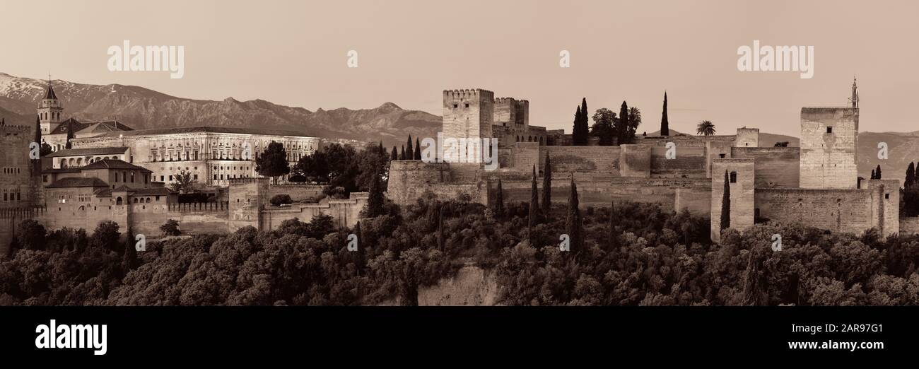 Granada Alhambra panoramic view over mountain in Spain Stock Photo - Alamy