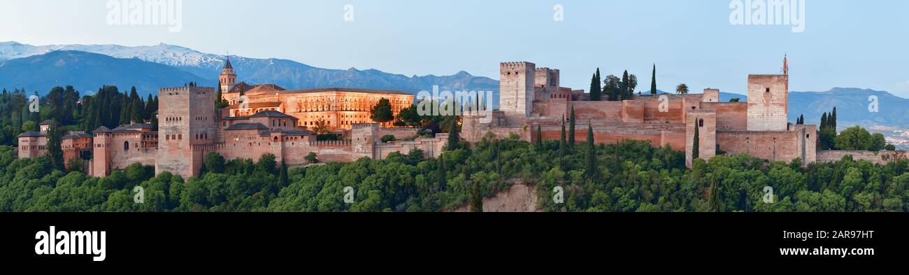 Granada Alhambra panoramic view over mountain in Spain Stock Photo - Alamy