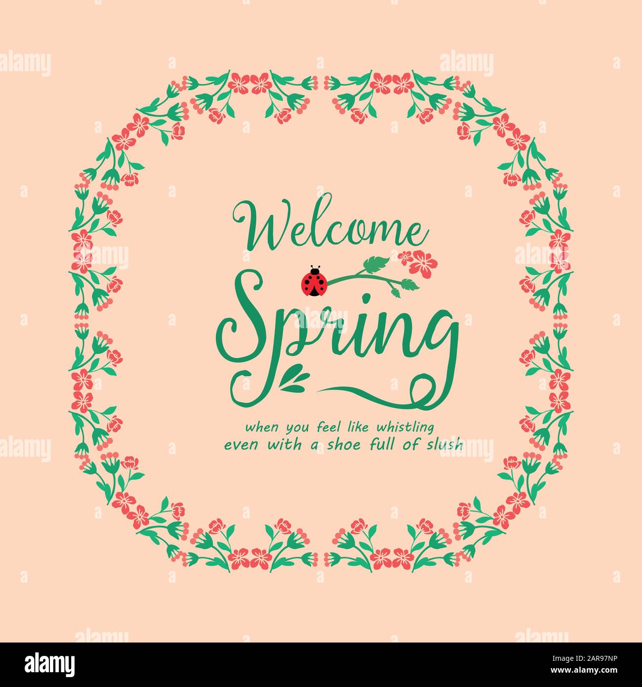 Seamless Pattern of leaf and flower frame, for welcome spring poster ...