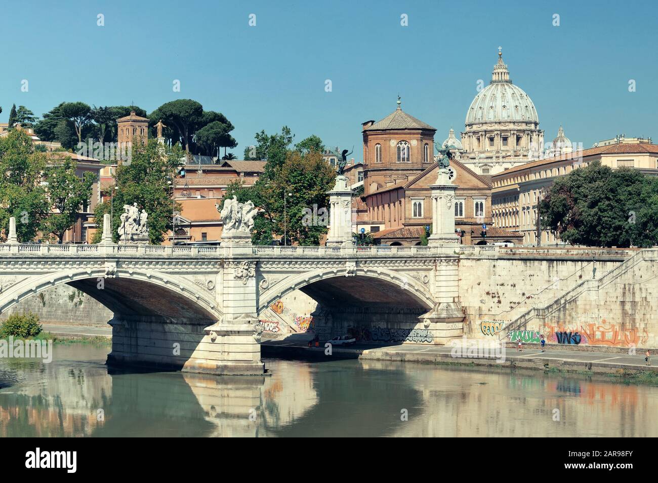 River Tiber and St Peters Basilica in Vatican City Stock Photo - Alamy