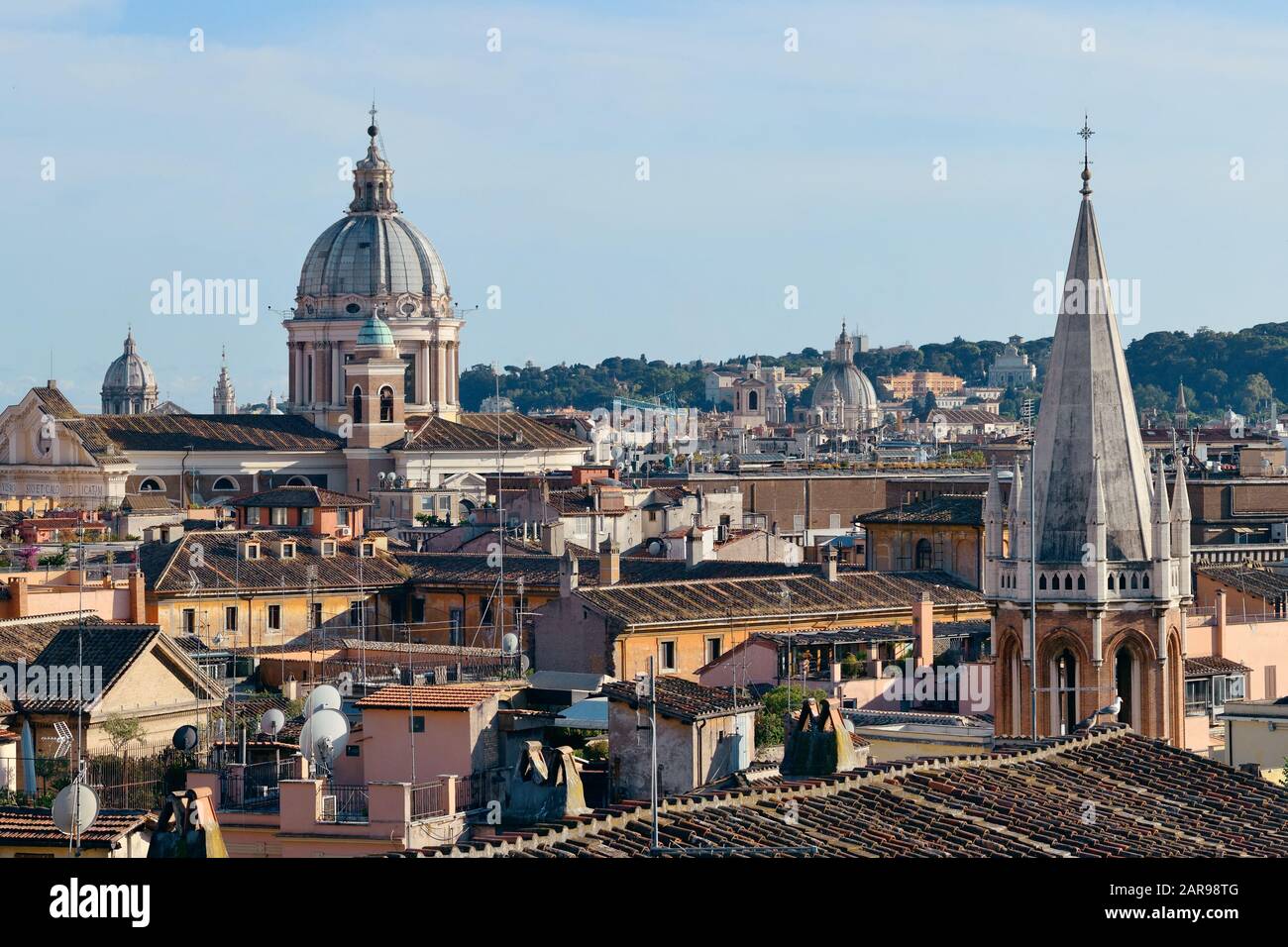 Rome rooftop view with ancient architecture in Italy Stock Photo - Alamy