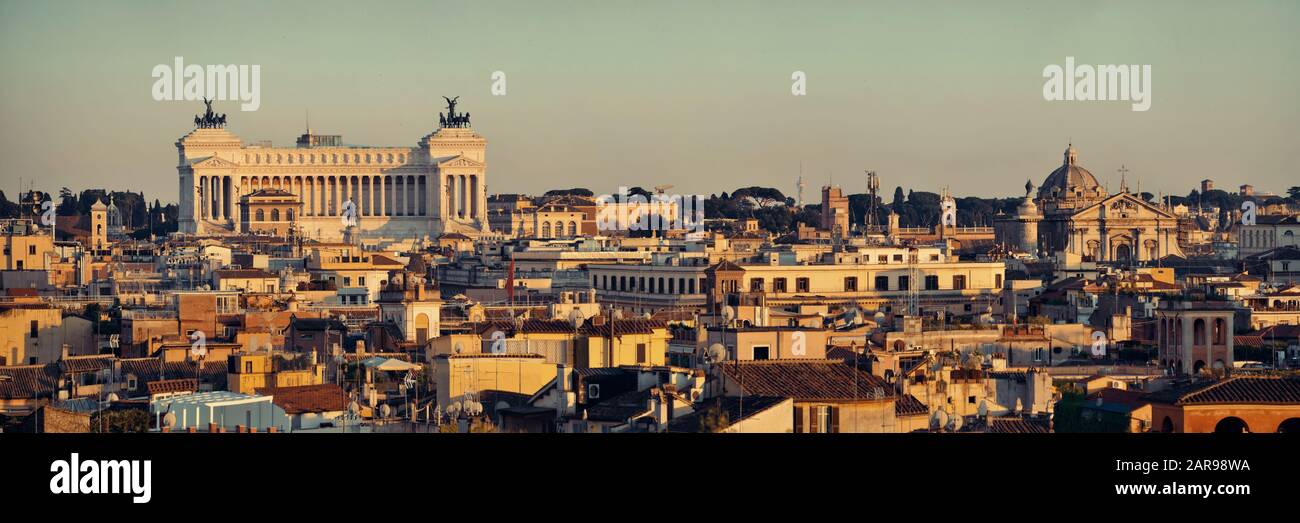 Rome rooftop panoramic view with ancient architecture in Italy Stock ...