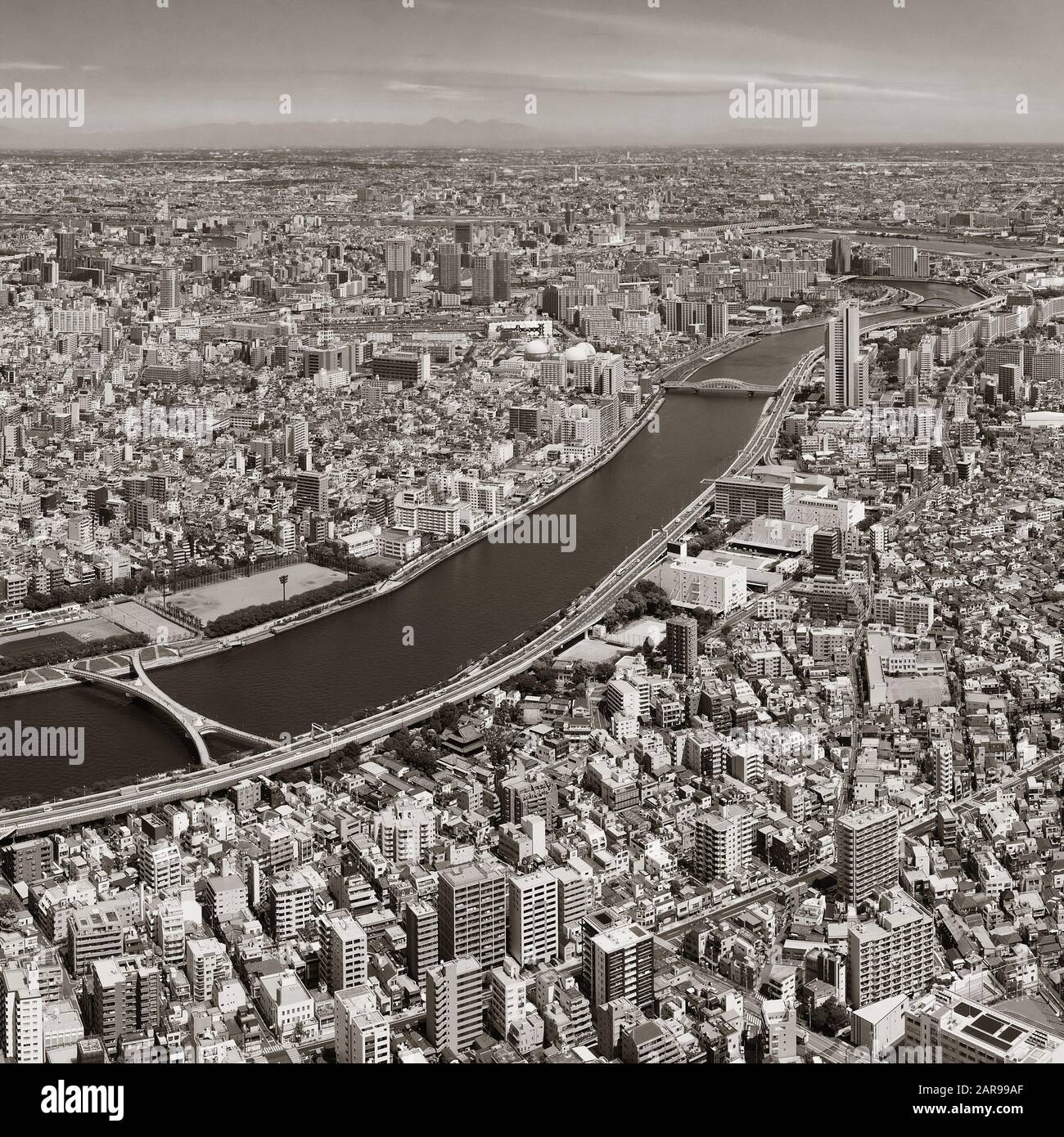 Tokyo urban skyline rooftop view with river, Japan Stock Photo - Alamy