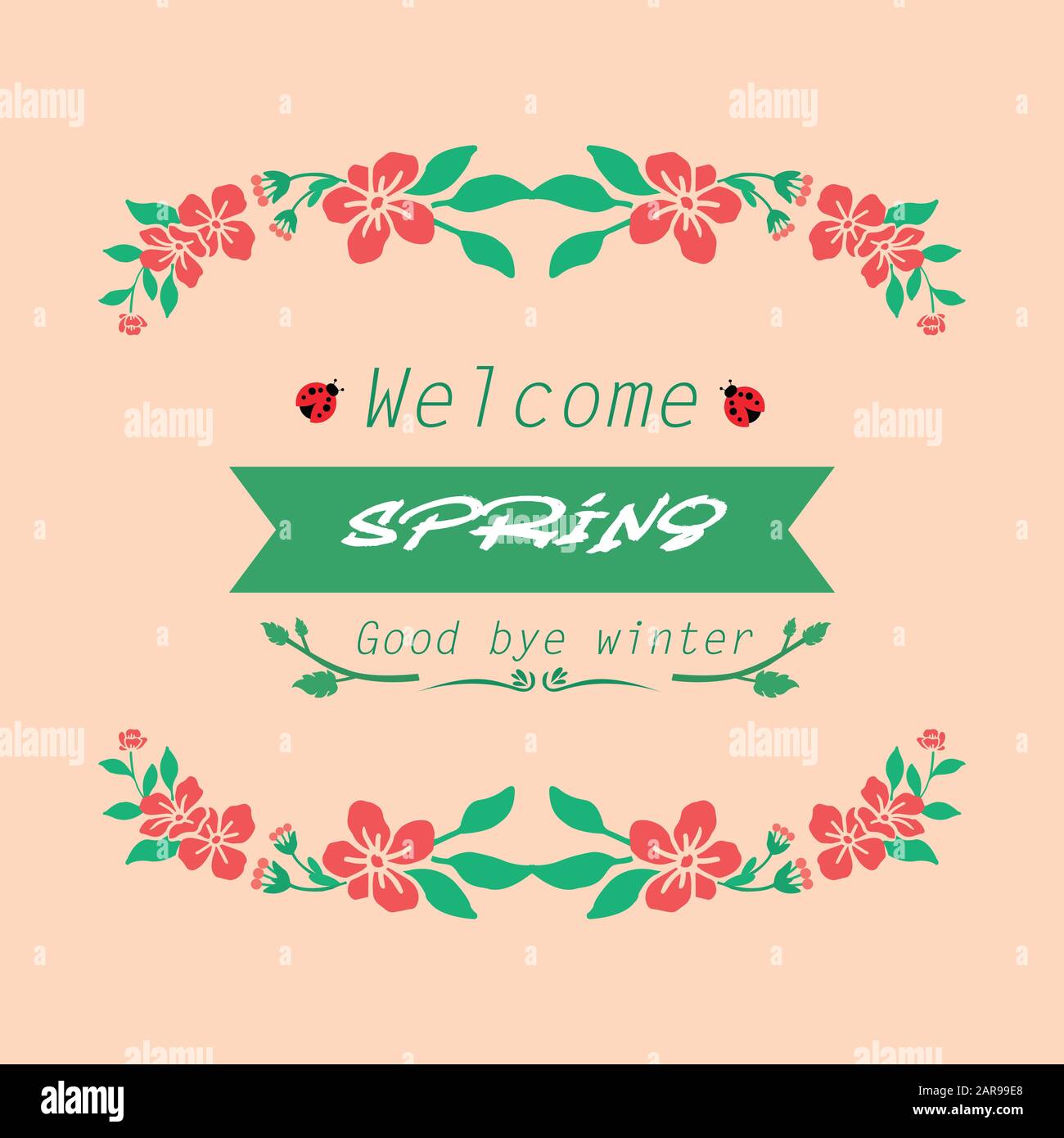 Beautiful Decorative of leaf and flower frame, for welcome spring ...