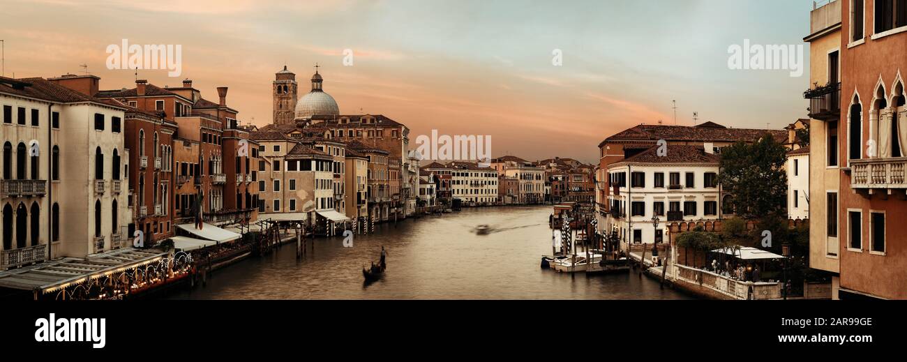 Venice grand canal sunset view with historical buildings. Italy Stock ...