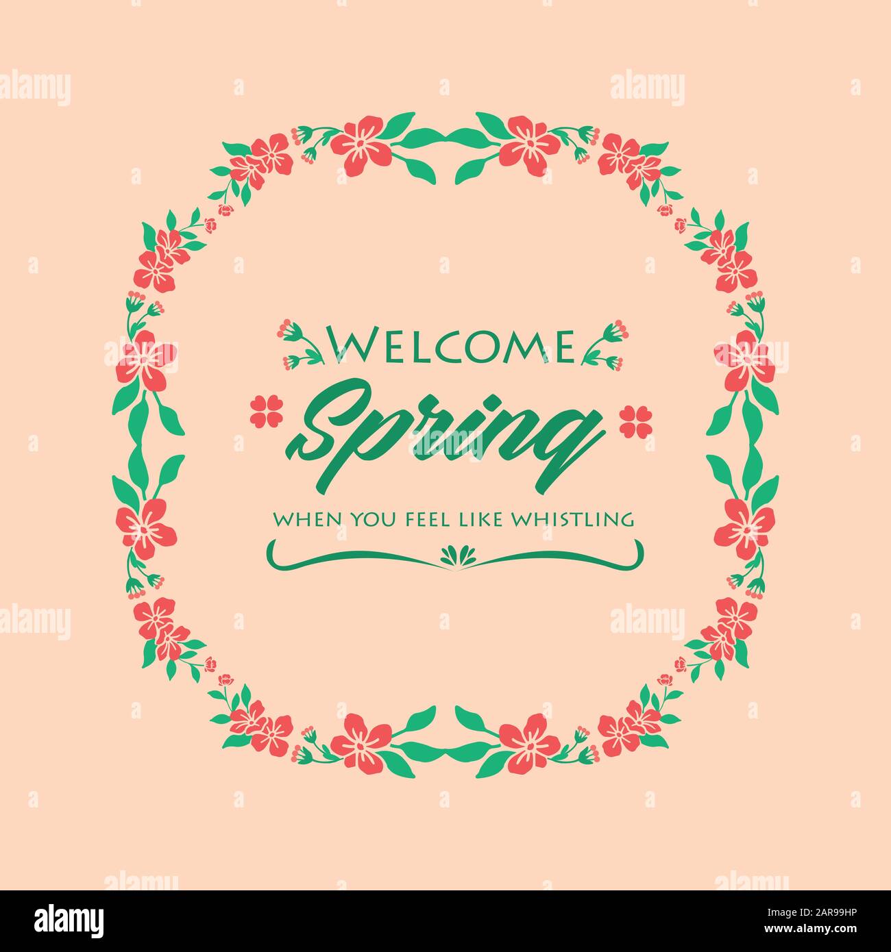 Beautiful Decorative of leaf and flower frame, for welcome spring ...