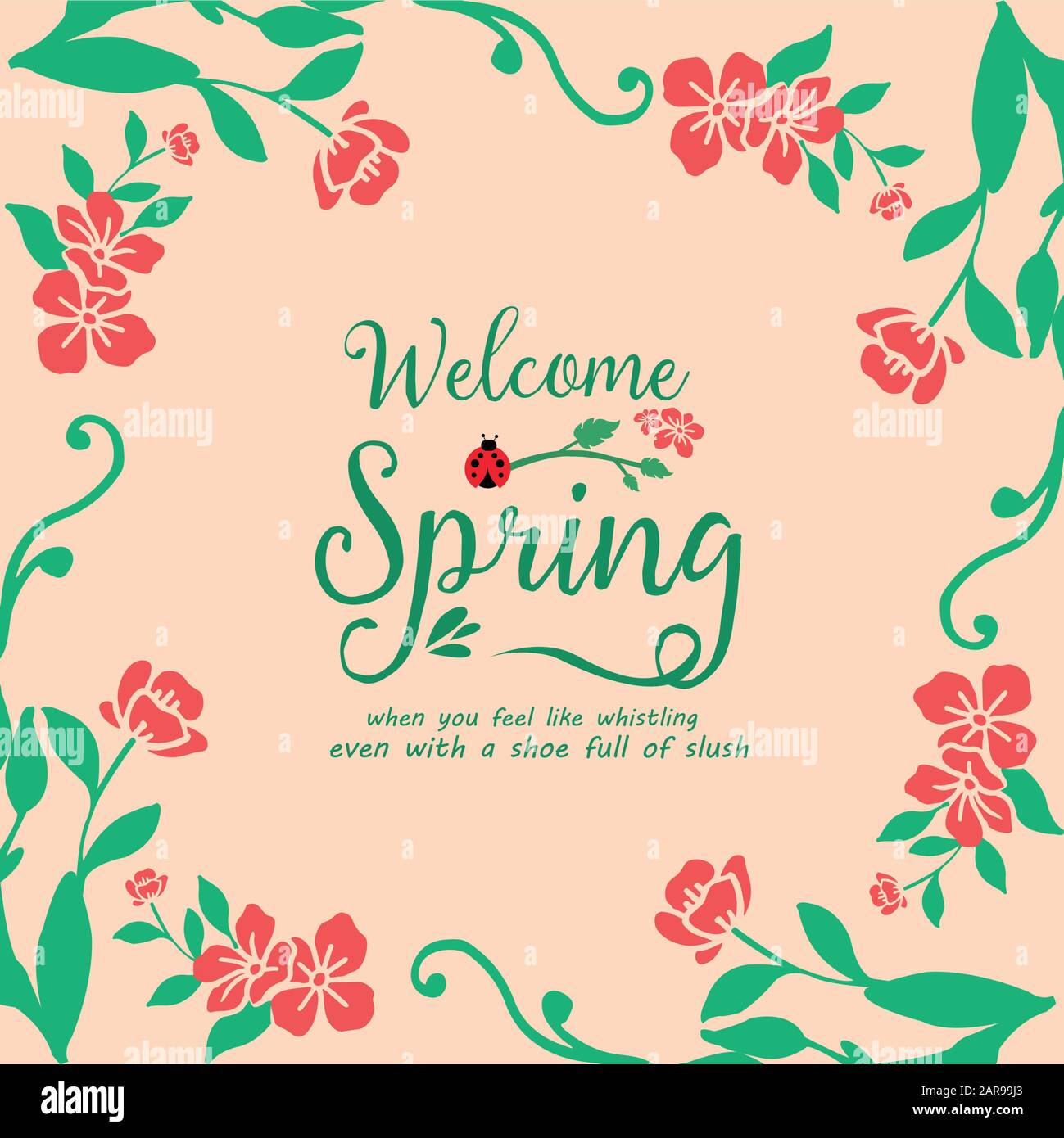 Beautiful Decorative of leaf and flower frame, for welcome spring ...
