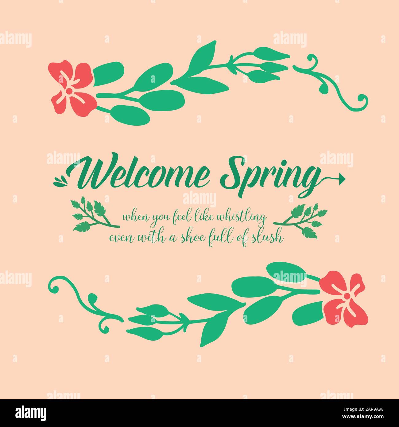 Unique Decoration of leaf and floral frame, for welcome spring greeting ...
