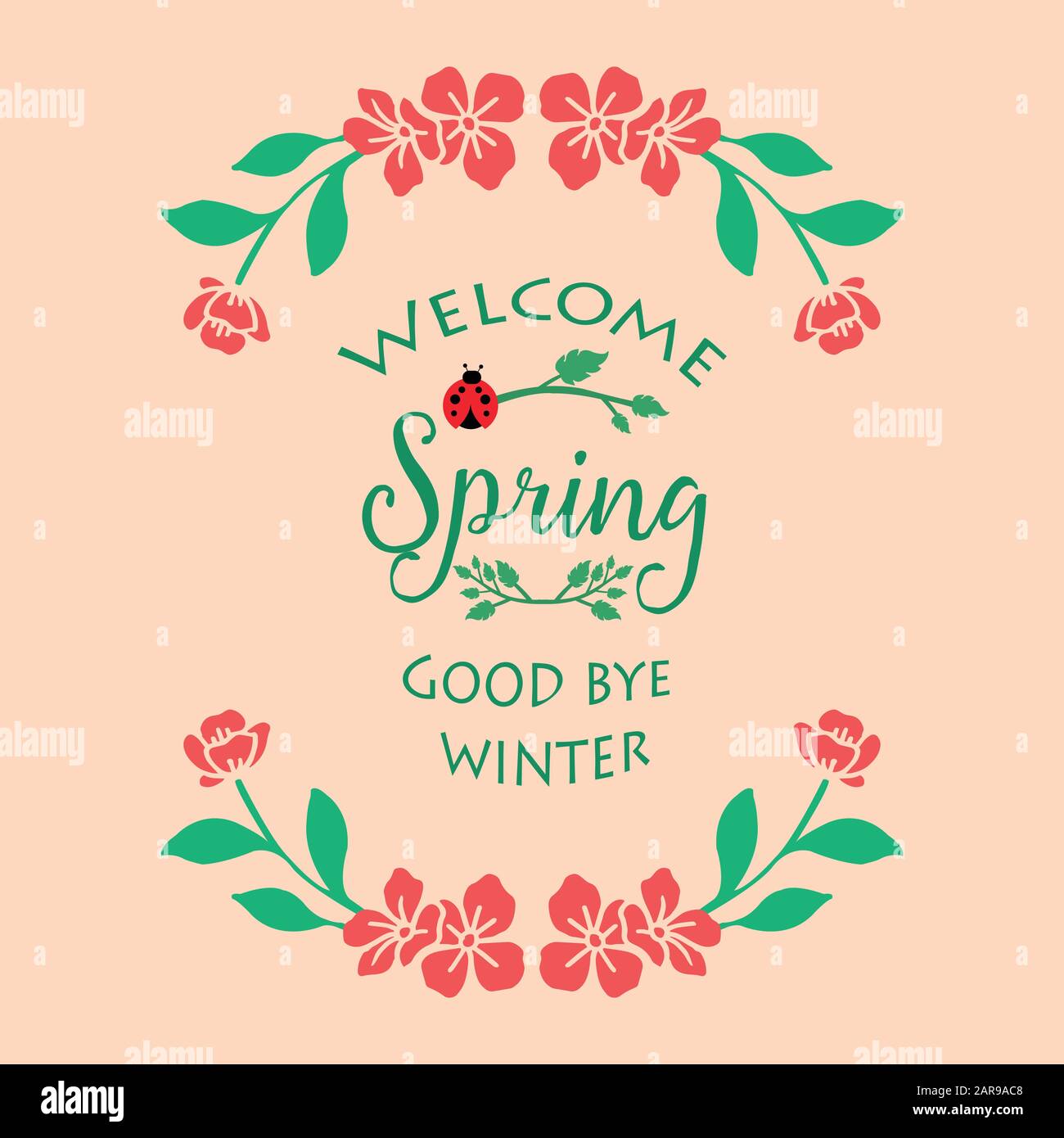 Unique Decoration of leaf and floral frame, for welcome spring greeting ...