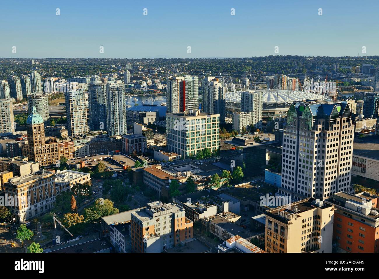 Vancouver rooftop view with urban architecture and city skyline Stock ...