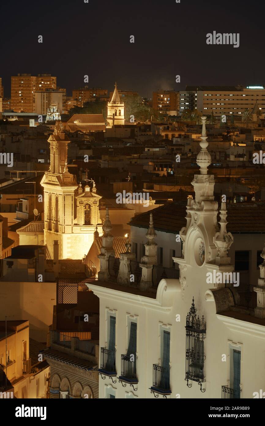 Seville night rooftop view with city skyline in Spain Stock Photo - Alamy