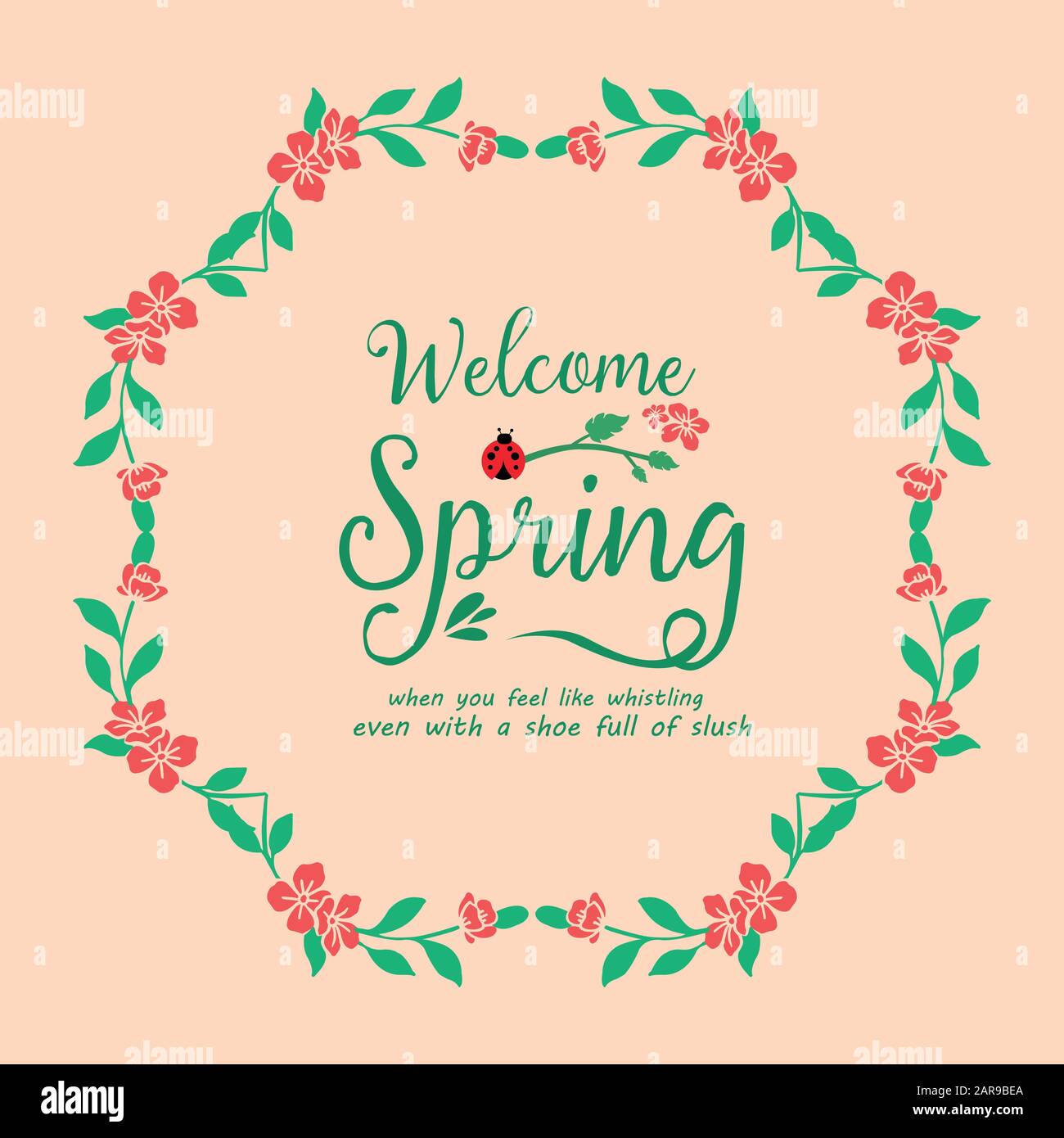Welcome spring greeting card Decoration template, with elegant texture ...