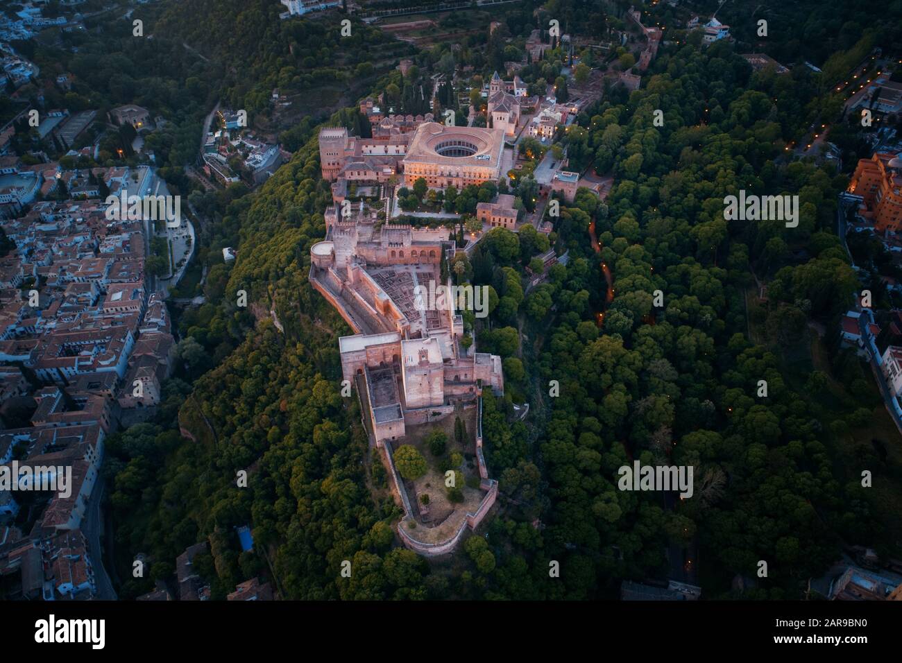 Alhambra aerial view with historical buildings in Granada, Spain Stock ...