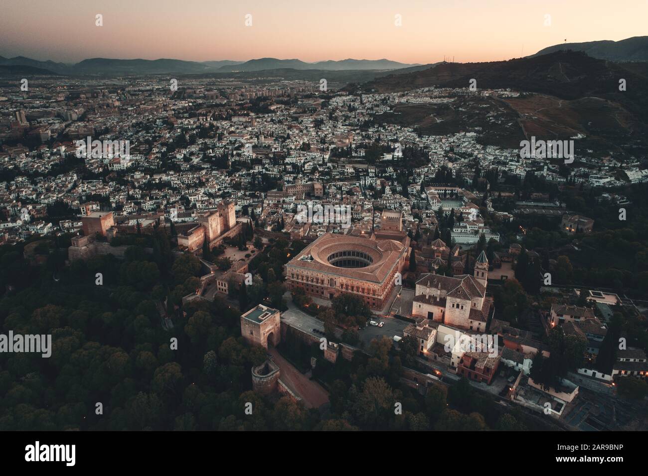 Alhambra aerial view with historical buildings in Granada, Spain Stock ...