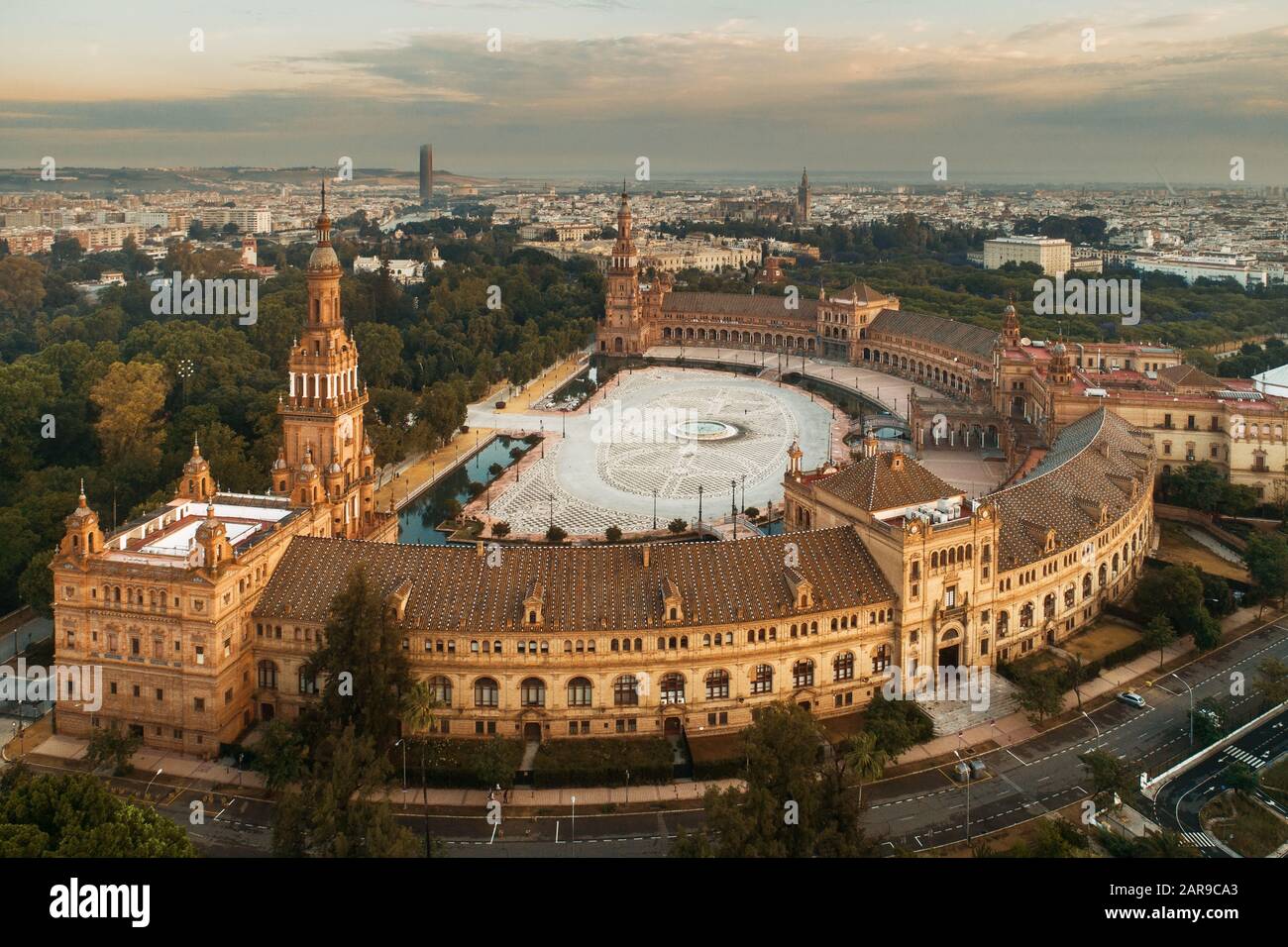 Plaza de Espana or Spain Square aerial view in Seville, Spain Stock ...