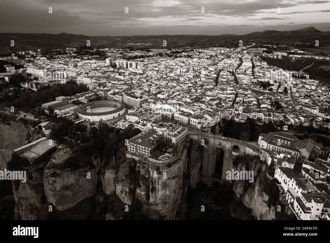 Ronda aerial view with old buildings in Spain Stock Photo - Alamy