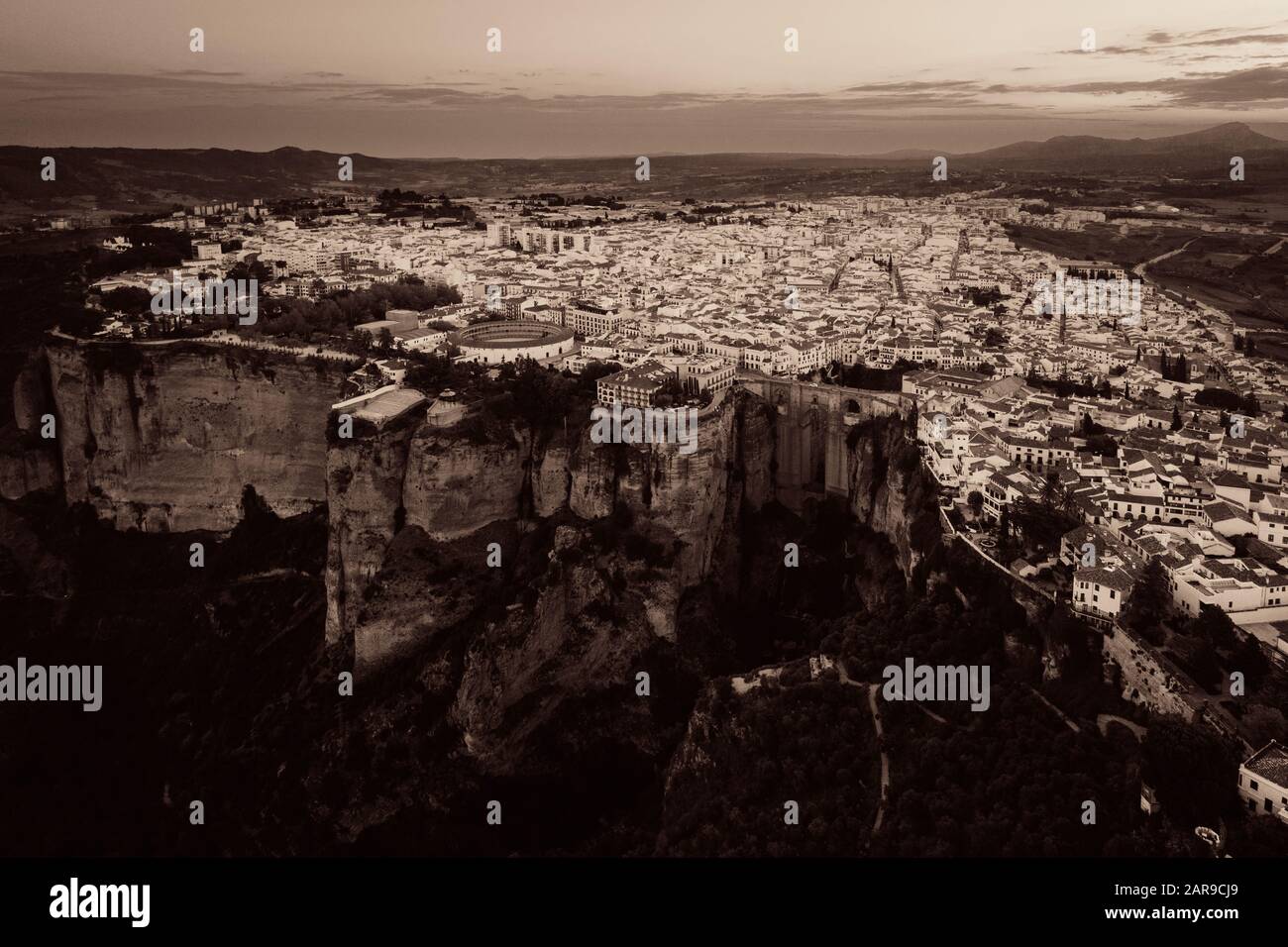 Ronda aerial view with old buildings in Spain Stock Photo - Alamy