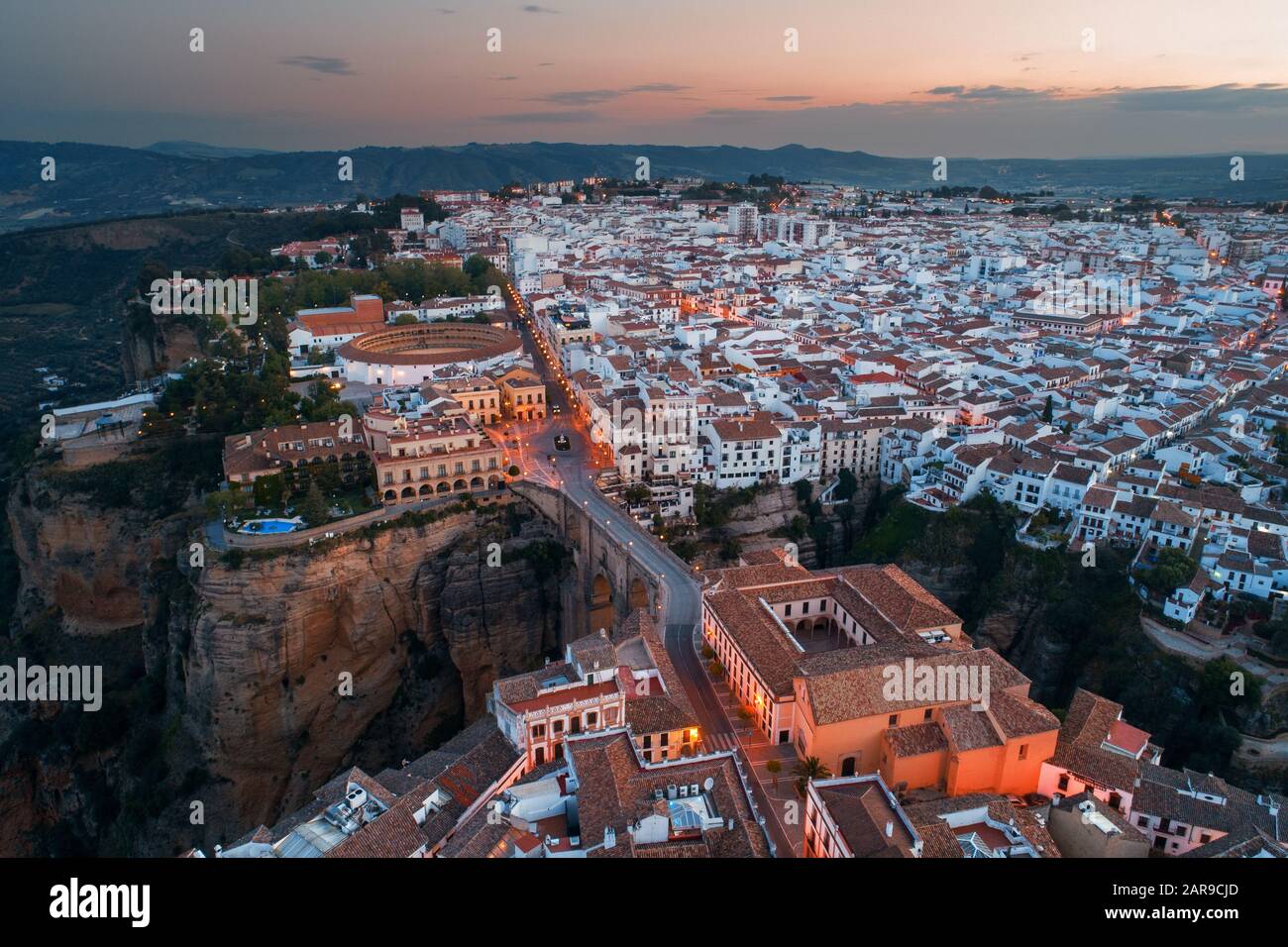 Ronda aerial view with old buildings in Spain Stock Photo - Alamy