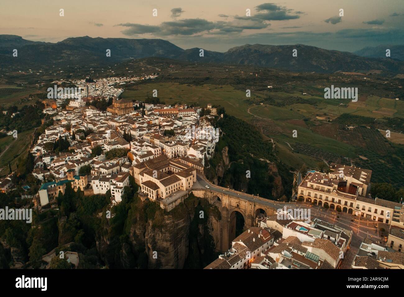 Ronda aerial view with old buildings in Spain Stock Photo - Alamy