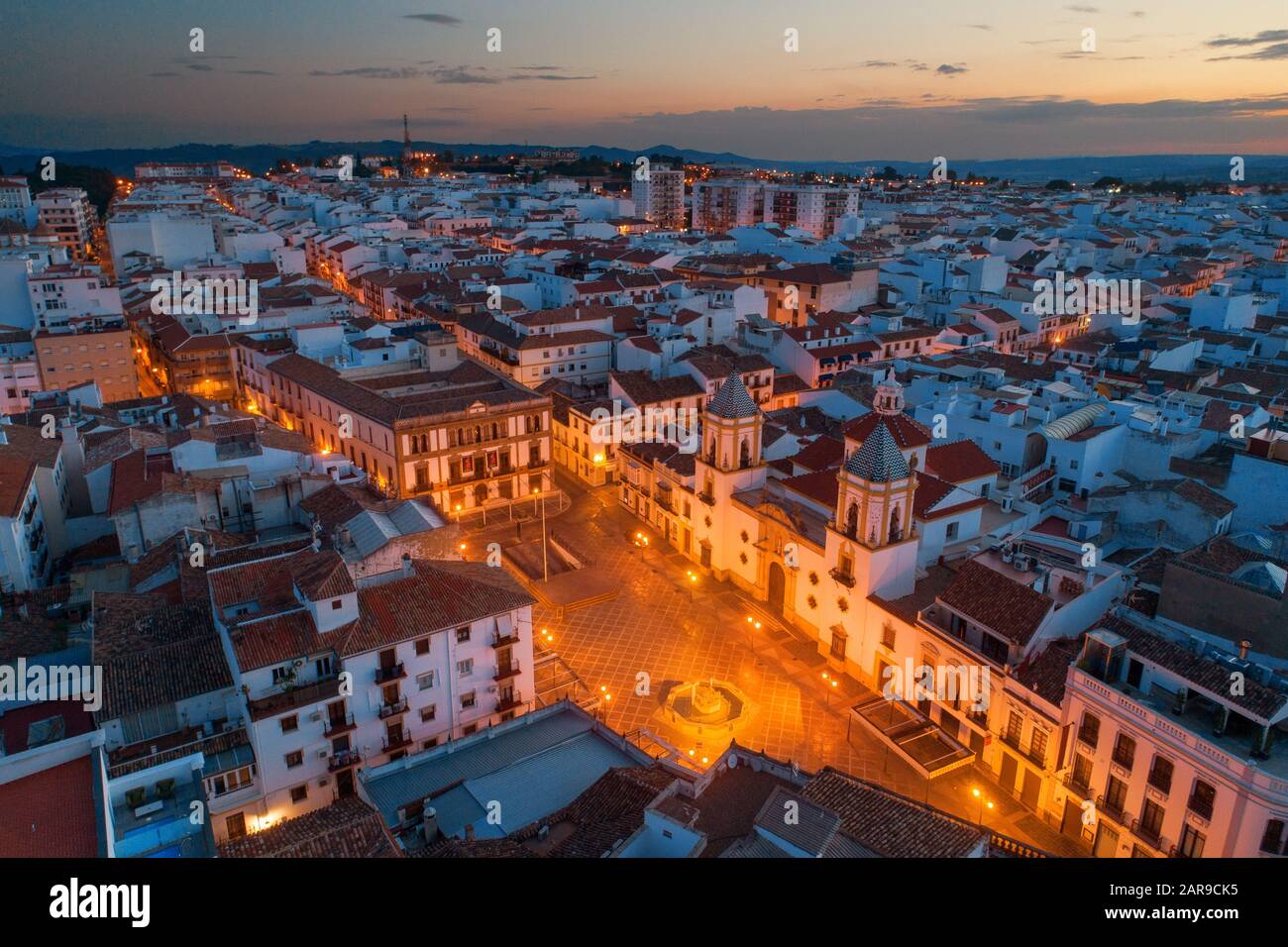 Ronda aerial view with old buildings at night in Spain Stock Photo - Alamy