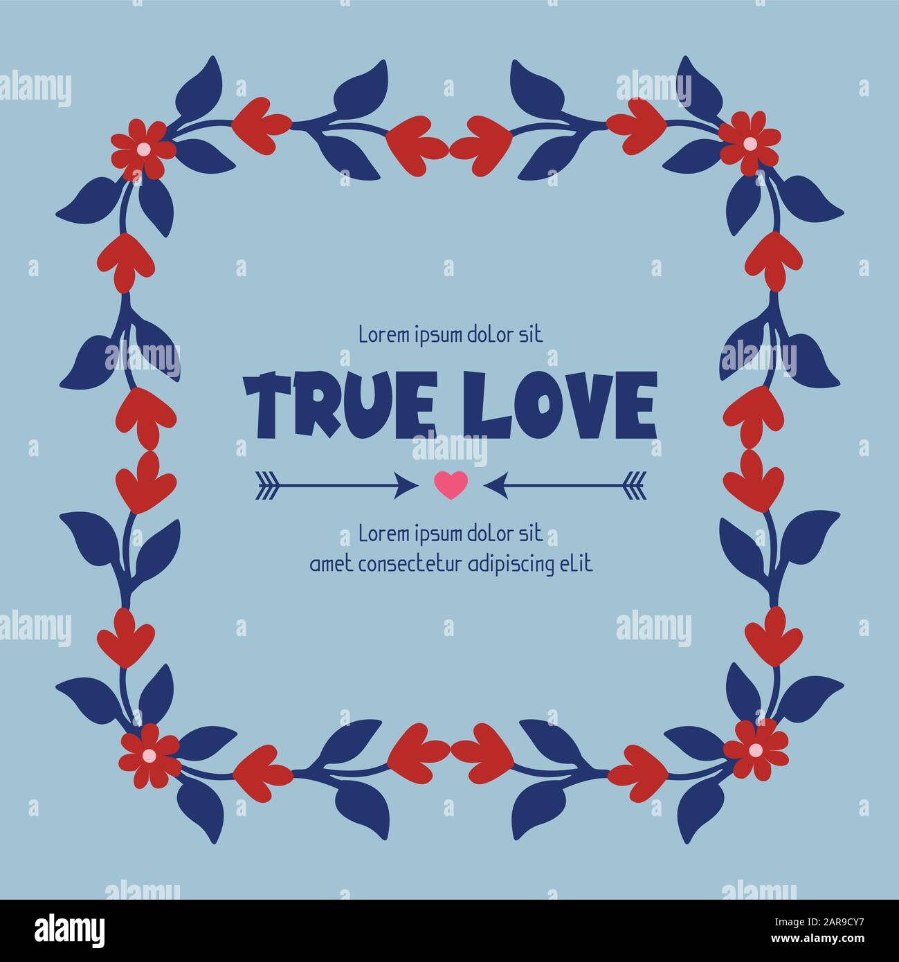 Template design for true love card, with unique style floral and leaf ...